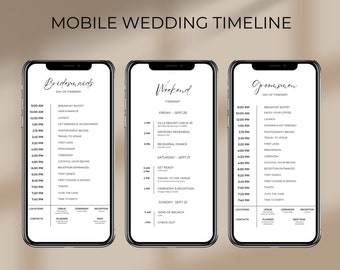 Wedding Party Timeline Mobile Wedding Itinerary Template Digital ...