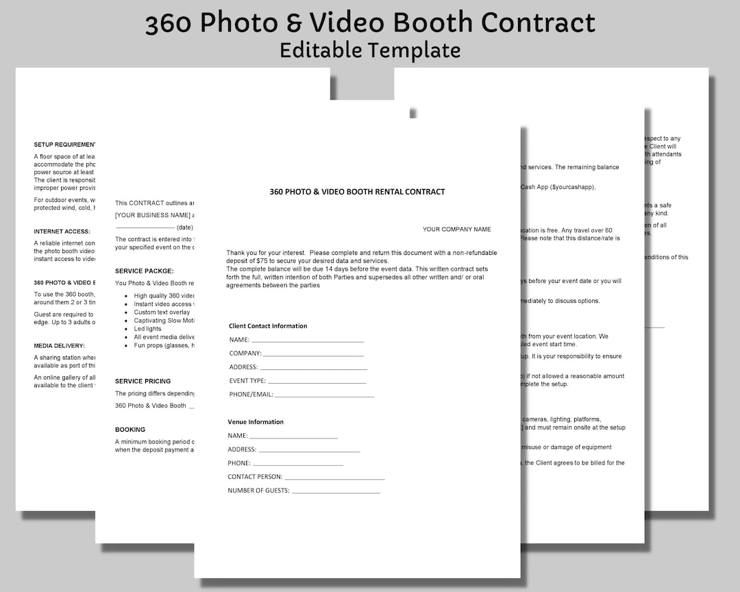 360 Photo Booth Contract Template, 360 Photo and Video Booth Contract ...