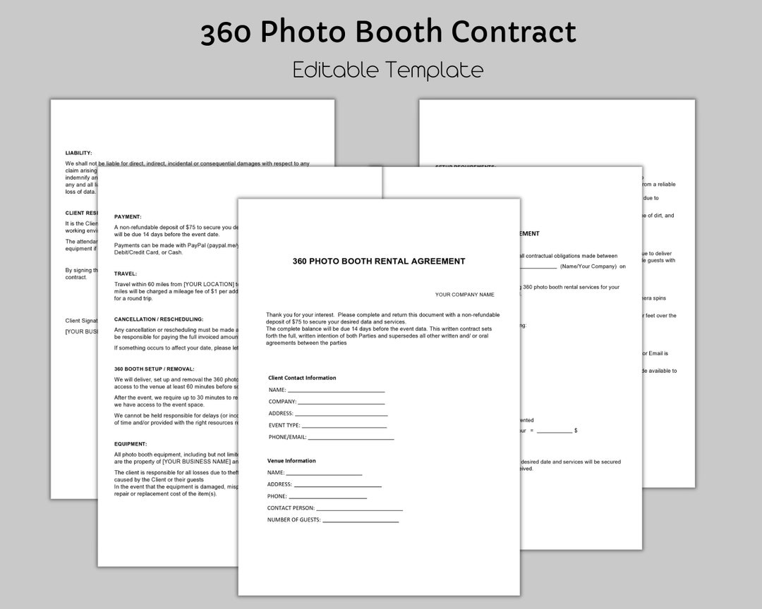 360 Photo Booth Contract Template, Photo Booth Rental Agreement Terms ...