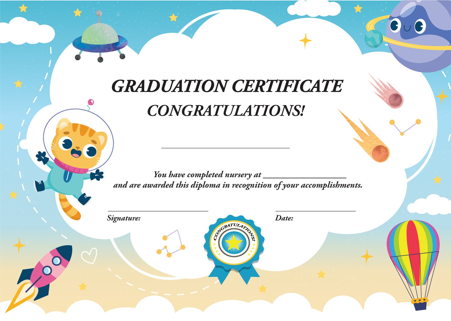 2023 Printable DIY Preschool Certificate Diploma Instant - Etsy