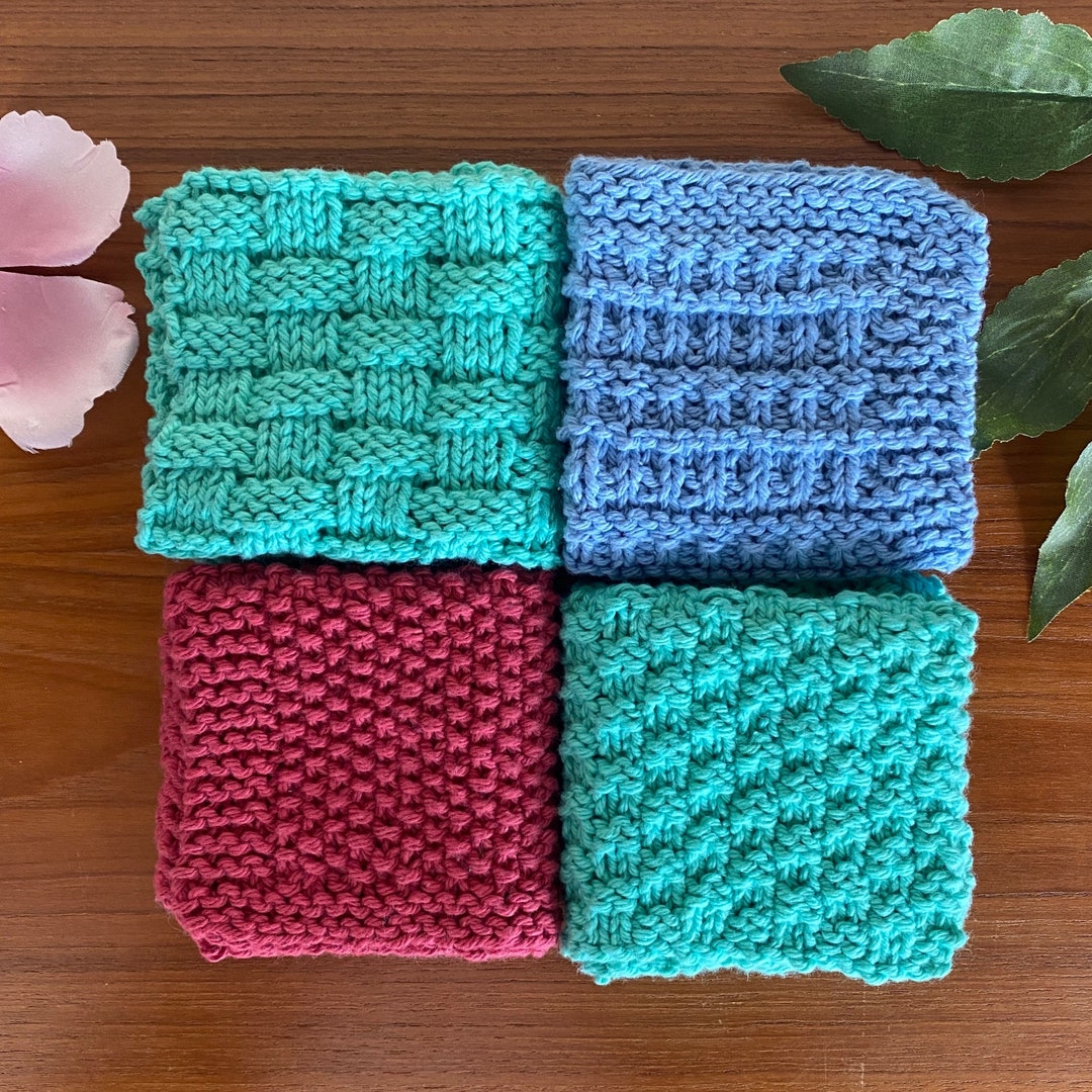 Knitted Dishcloth Beginner Pack / Knitting Patterns / Washcloth Pattern ...