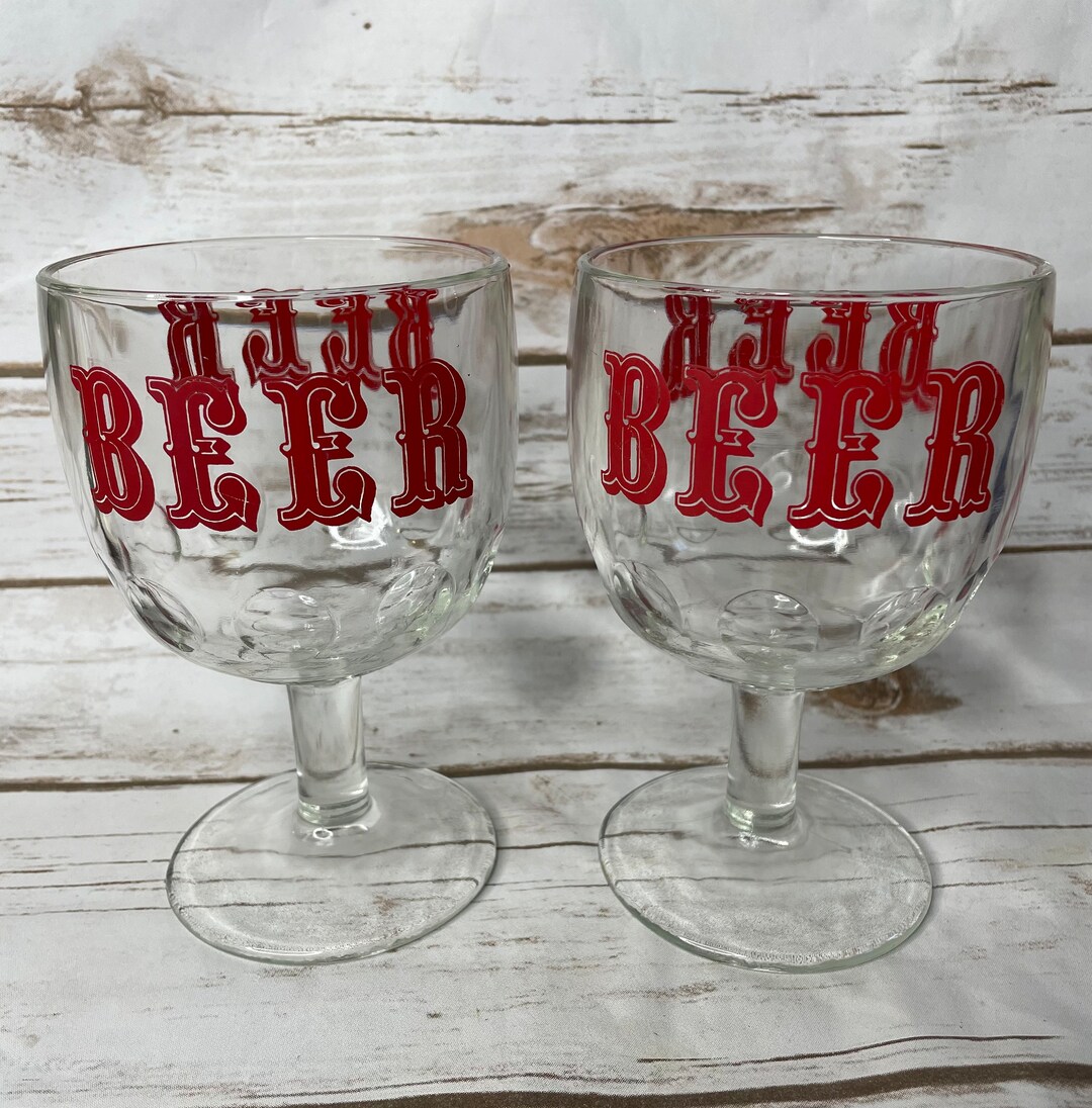Vintage 1970s Bartlett-collins Thumbprint Beer Glasses Goblets - Etsy