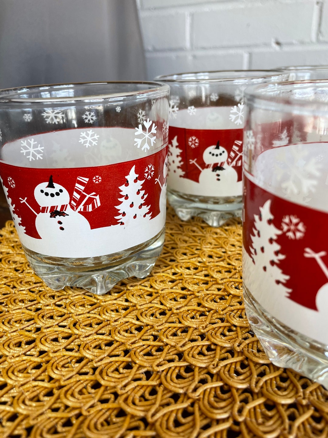Vintage Snowman Rocks Glasses Set of 6 - Etsy