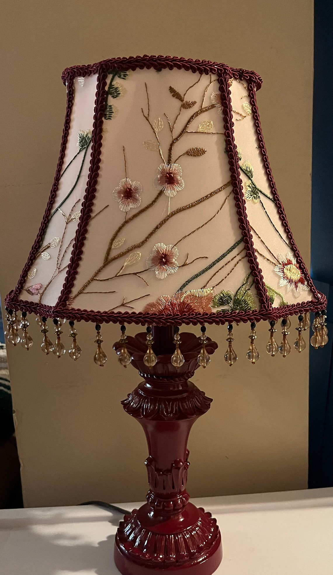 Embroidered Handmade Lampshade With Base. - Etsy