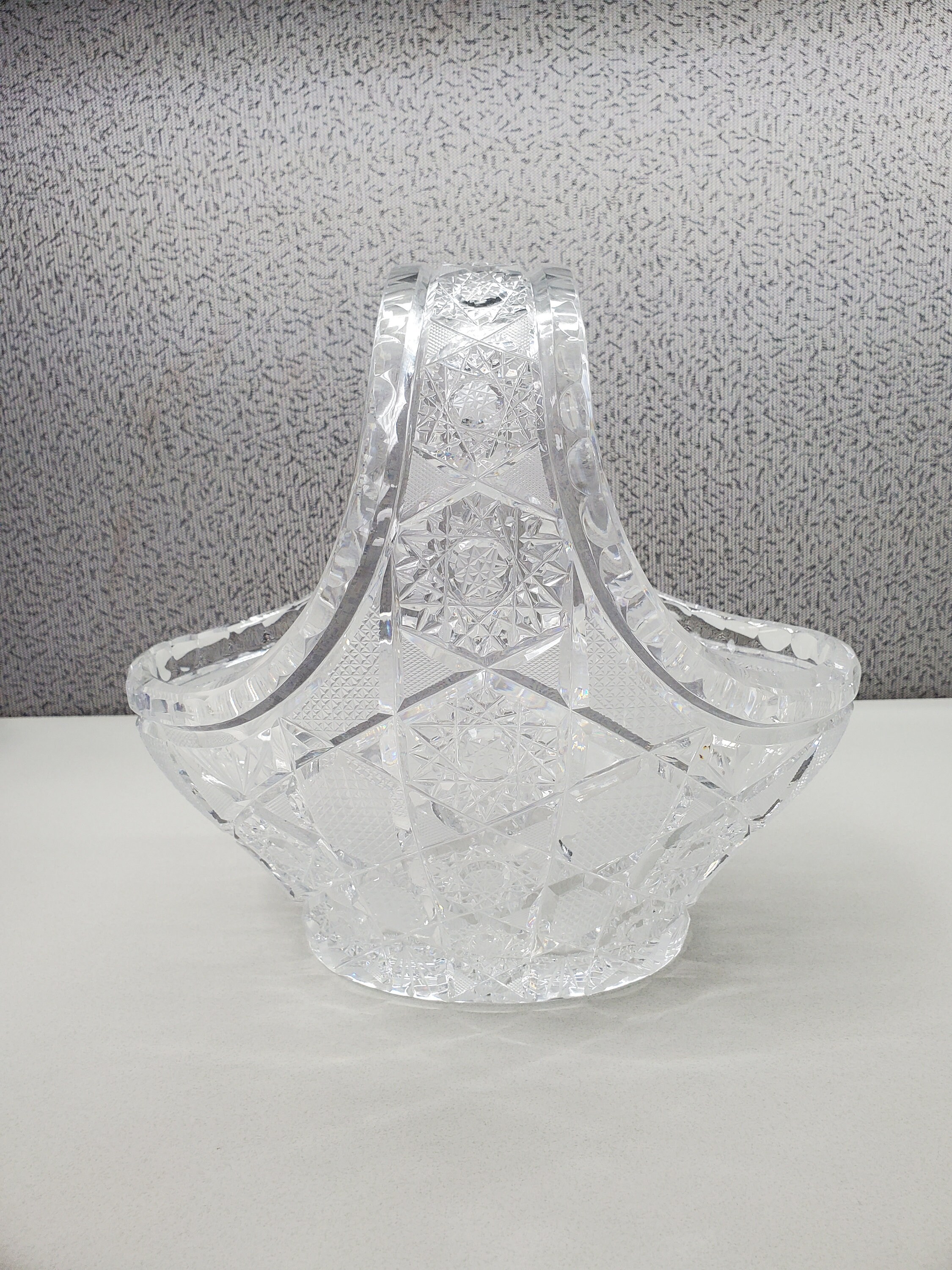 Vintage Lead Cut Glass Basket Bowl - Etsy