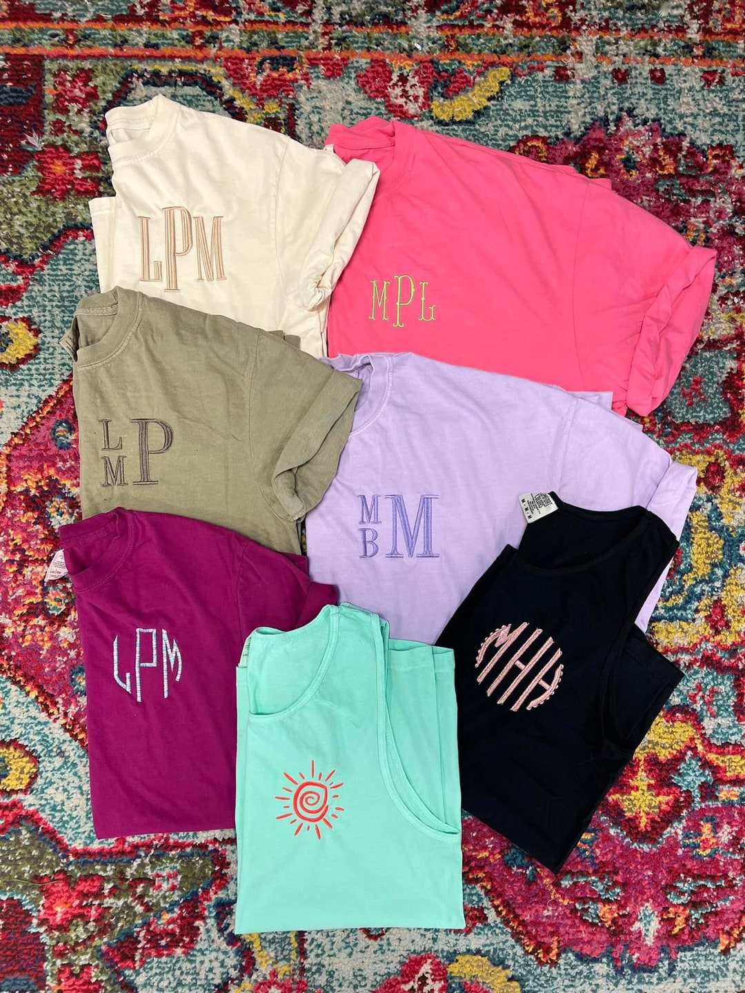 Monogram Comfort Colors Tank/tees/pocket Tees Embroidered - Etsy