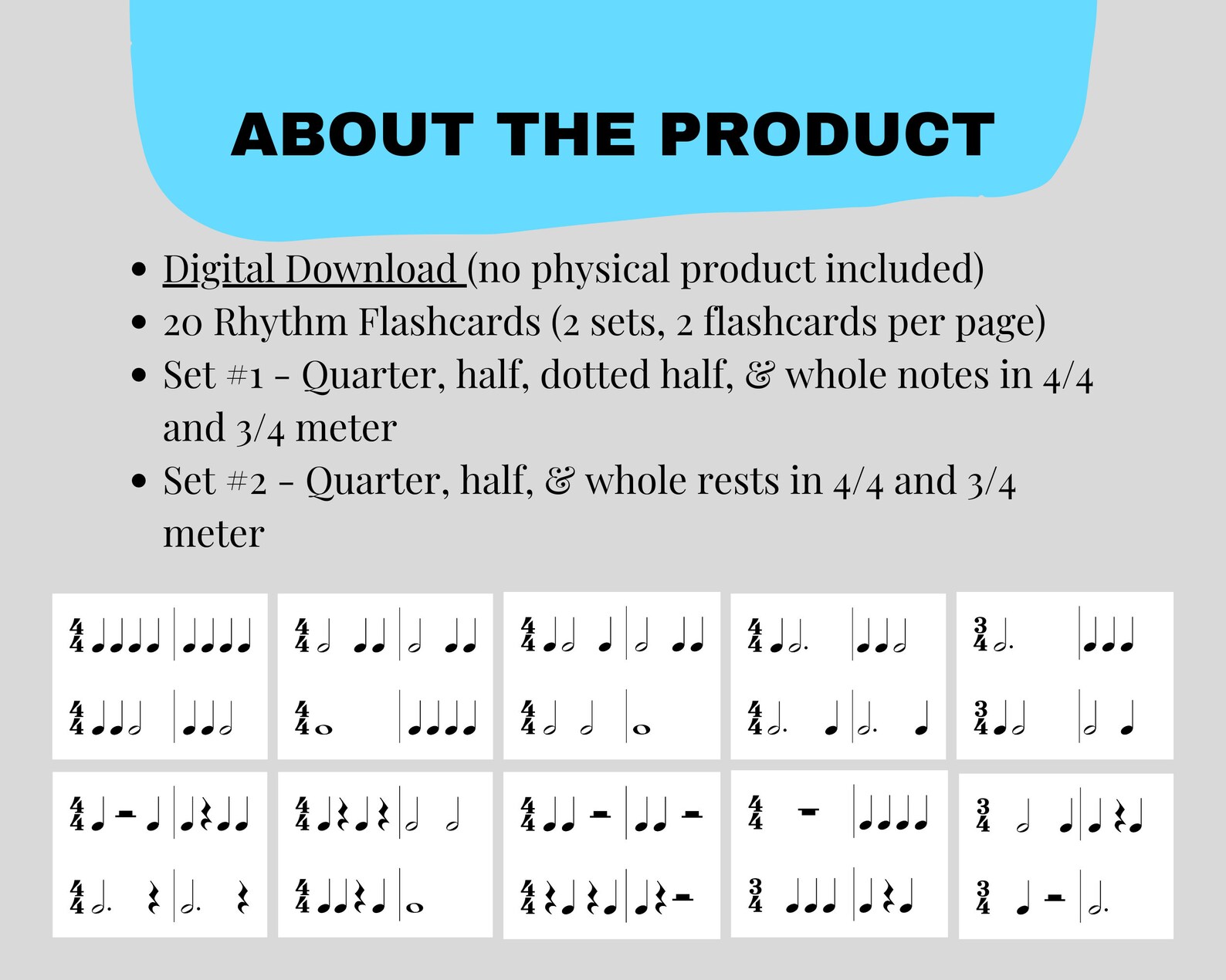 Pack of Printable Rhythm Flashcards for Music Education | Sets 1 & 2 ...
