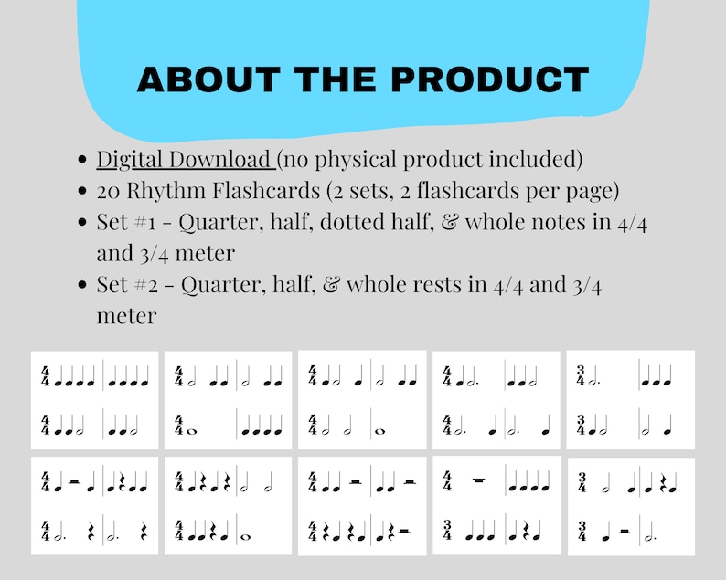 Pack of Printable Rhythm Flashcards for Music Education Sets - Etsy ...