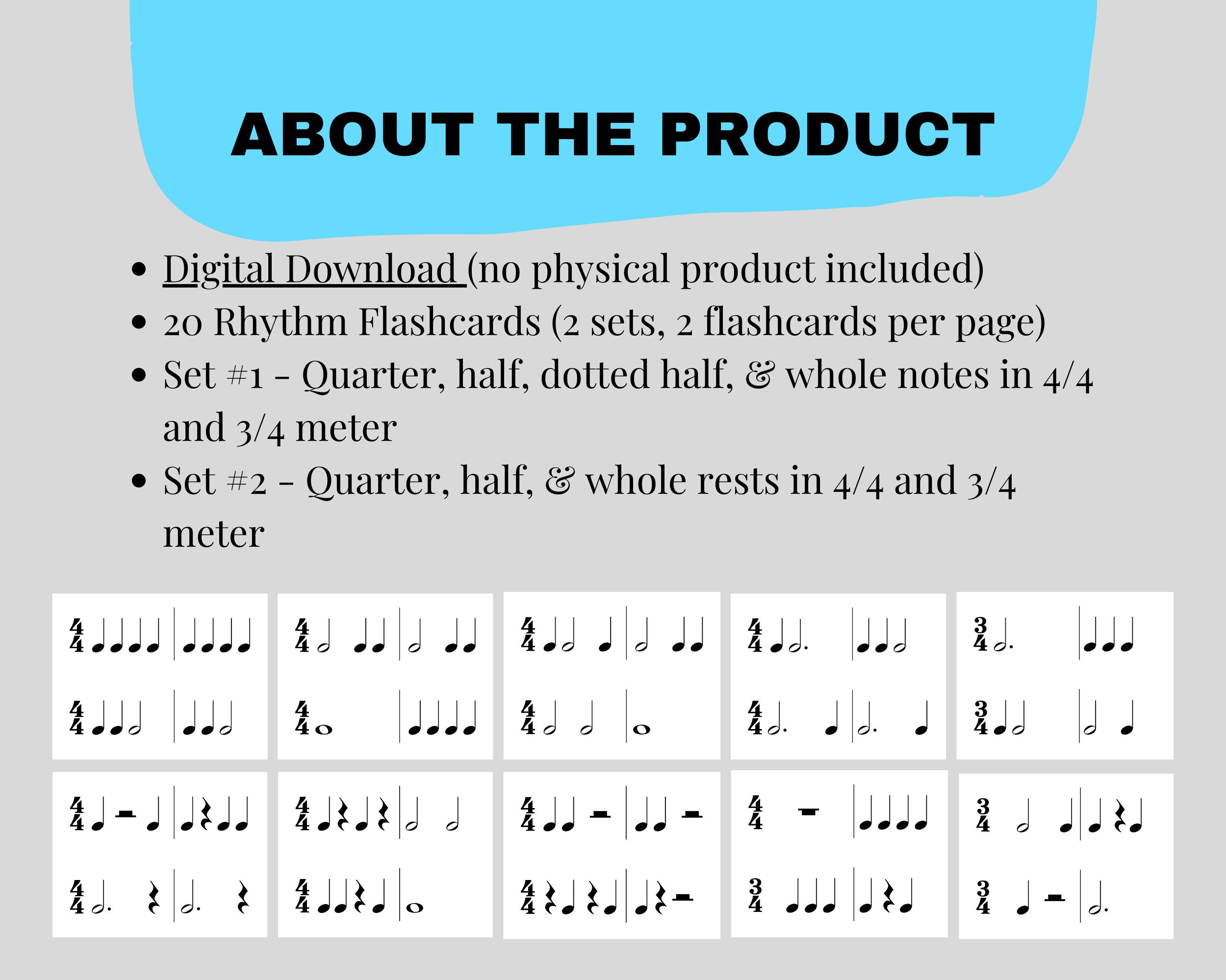 Pack of Printable Rhythm Flashcards for Music Education | Sets 1 & 2 ...
