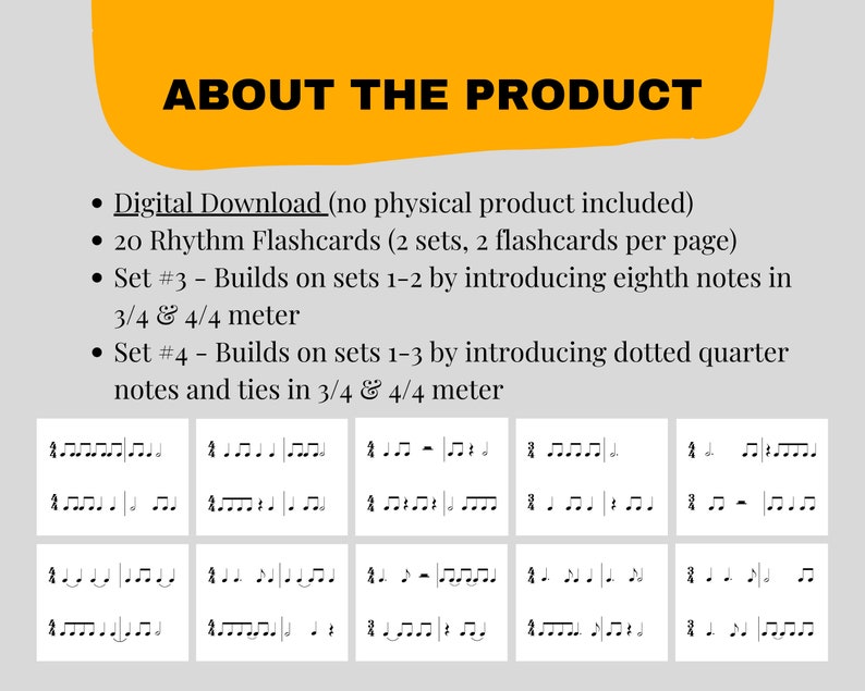 Pack of Printable Rhythm Flashcards for Music Education | Sets 3 & 4 ...