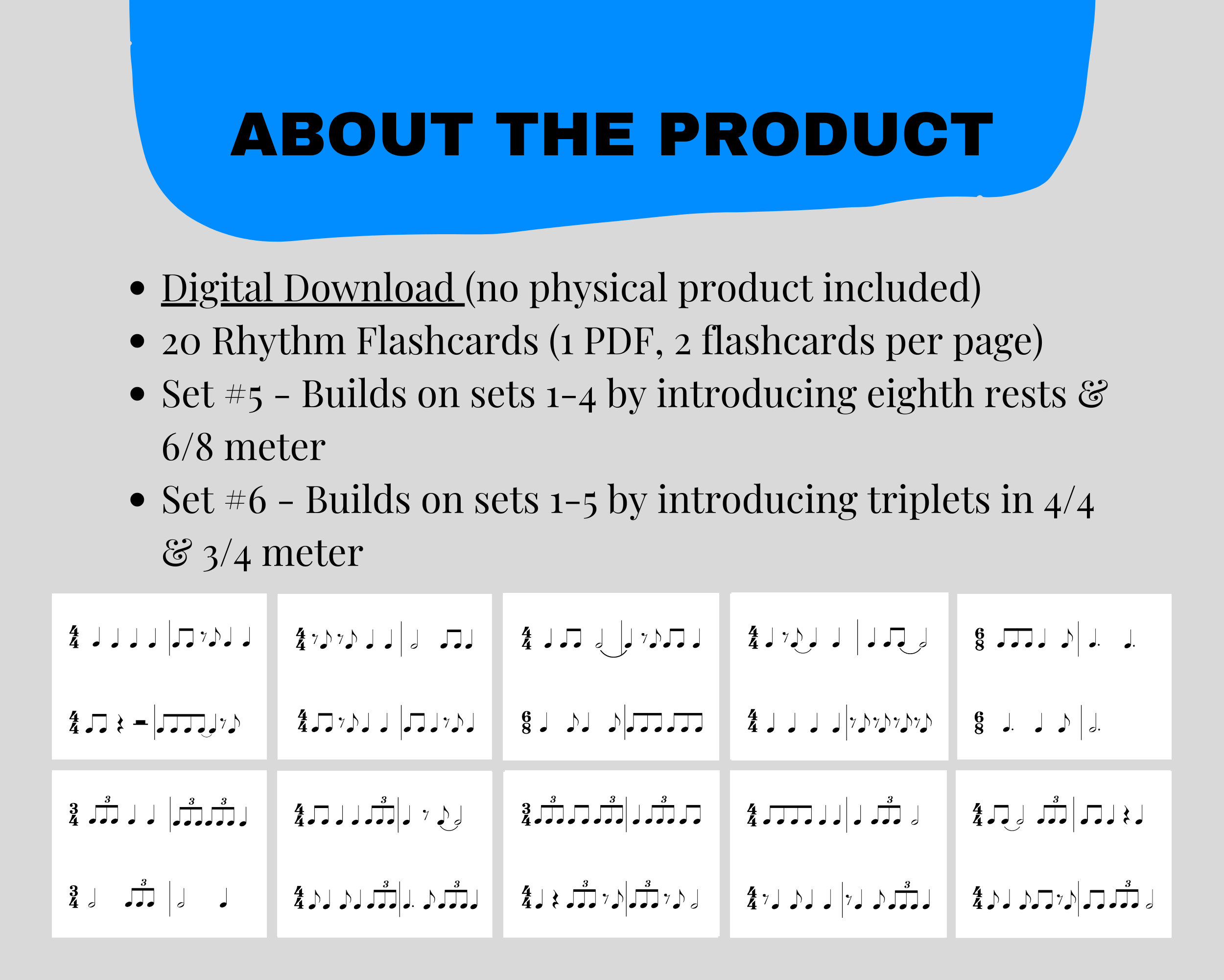 Pack of Printable Rhythm Flashcards for Music Education | Sets 5 & 6 ...