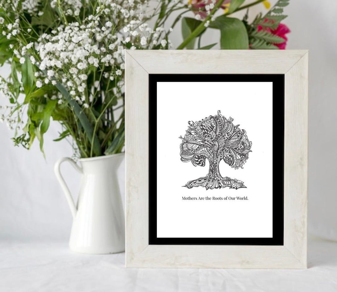 Mother’s Day Tree of Life Printable – Black & White Digital Art | Mom ...