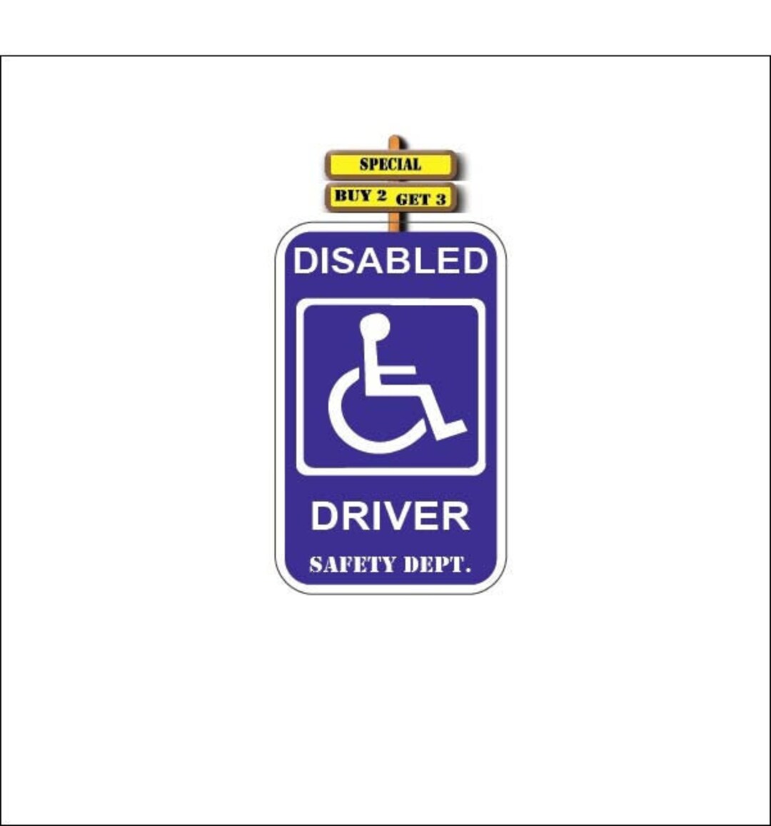 Handicap Wheelchair Symbol Disabled Driver Safety Dept. 3.0" X 5.0 ...