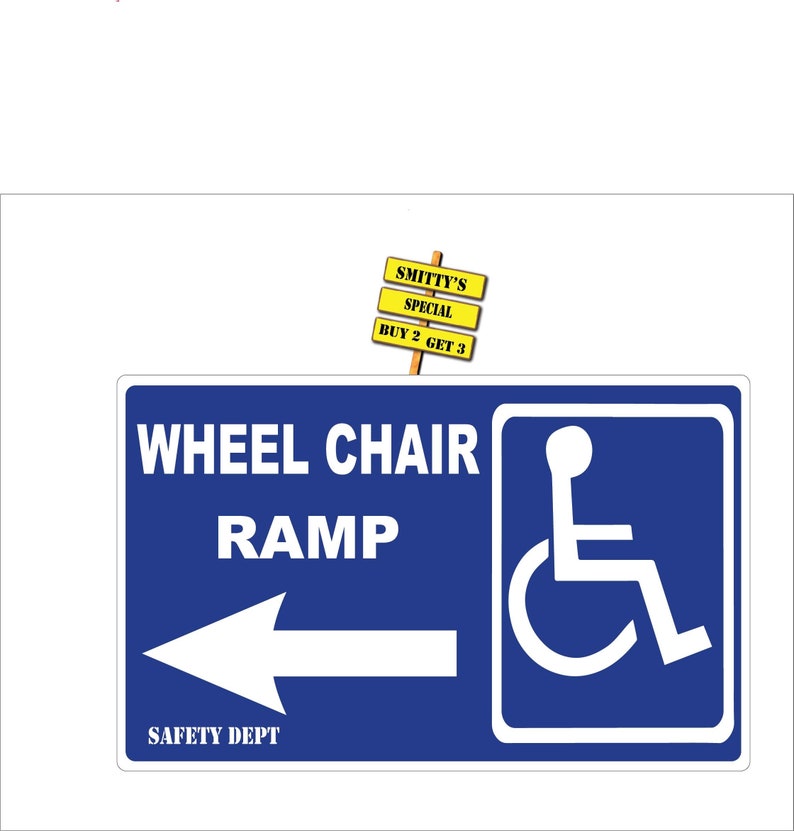 Handicap Wheelchair Symbol With Left Ramp Arrow Safety Dept. 2.6 X 4.25 ...