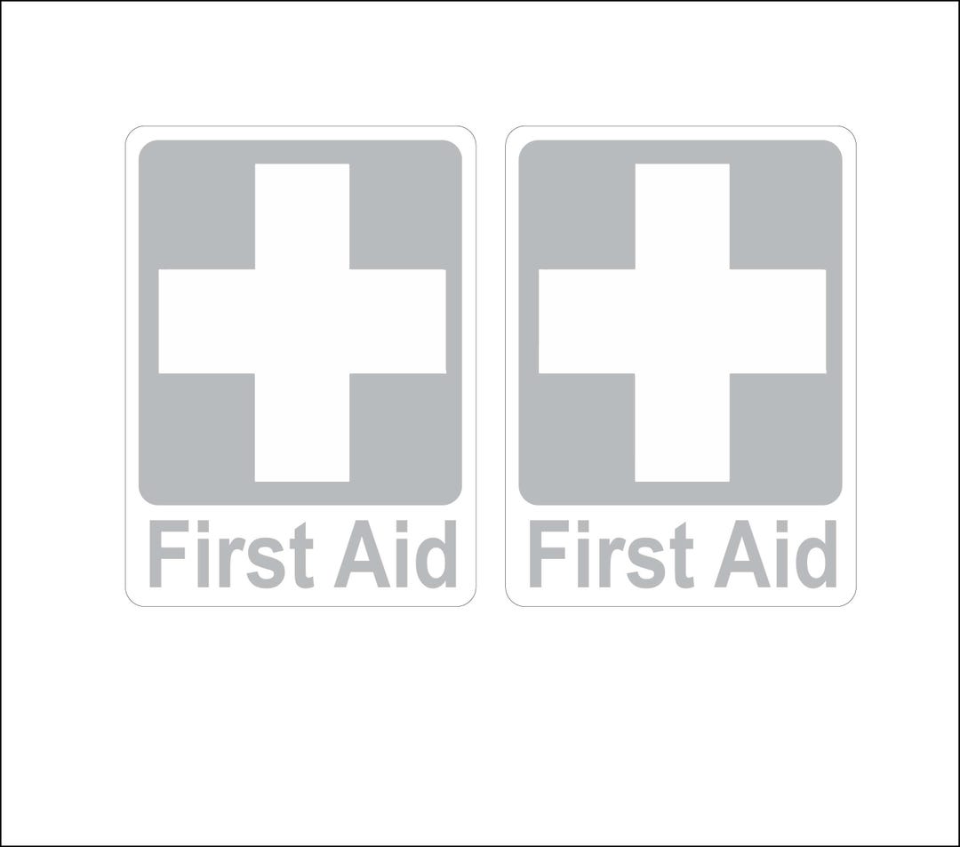 First Aid Red Cross LIGHT GRAY (1 Pair) Safety Dept. Vinyl Sticker ...