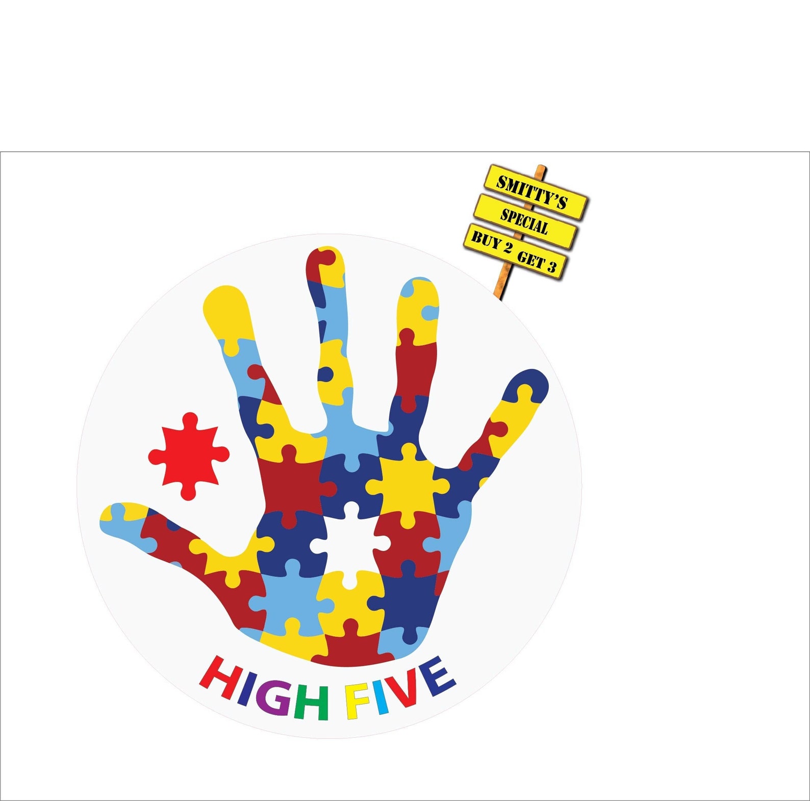 Autism High Five Hand Sticker Decal We Support Autism Buy 2 Receive a ...