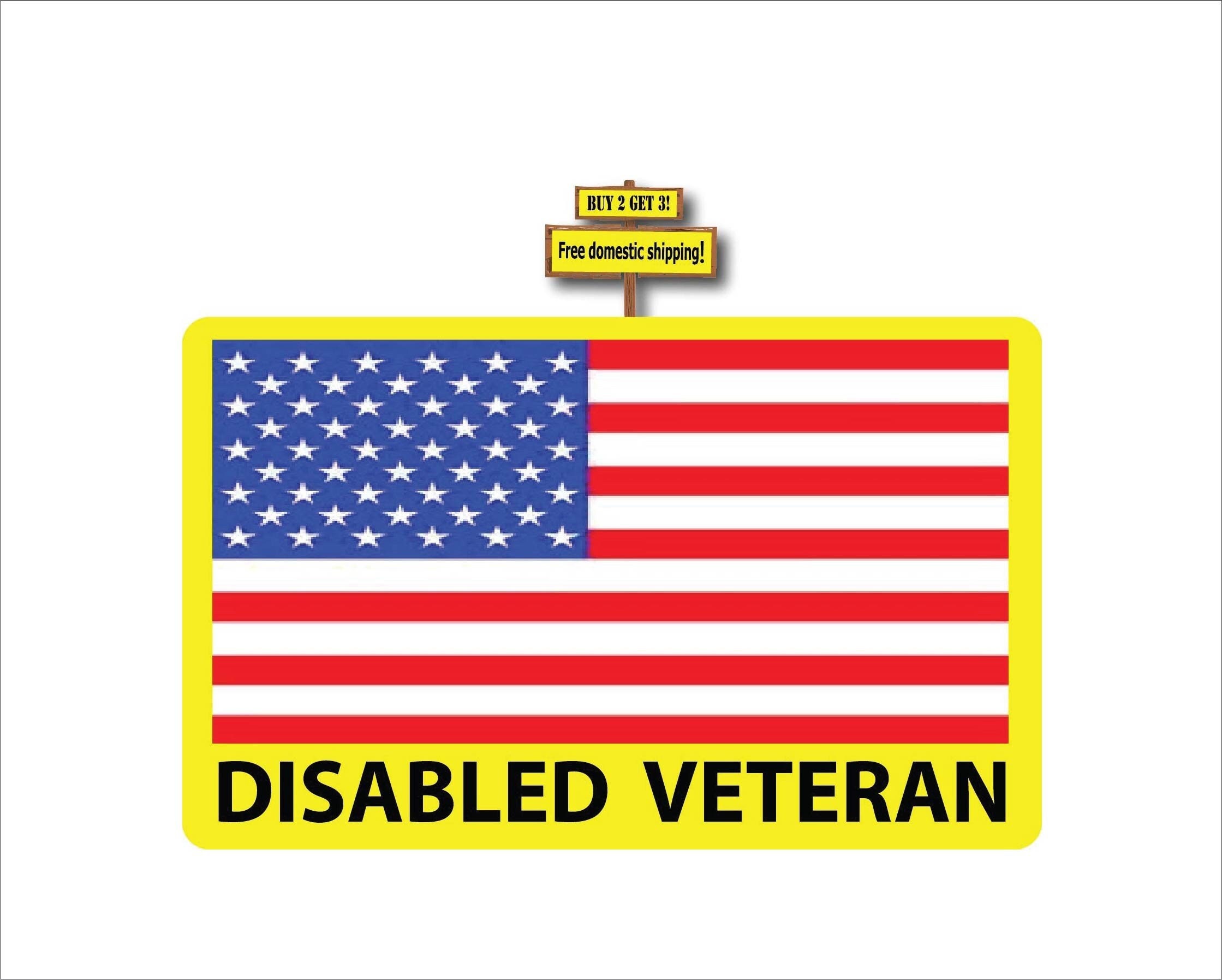 Disabled Veteran American Flag USA Flag Sticker Decal We Support Our ...