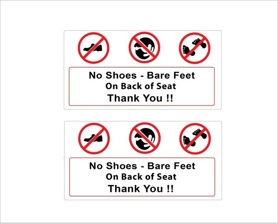 No Shoes-bare Feet-on Back of Seat Thank You Safety Dept. - Etsy