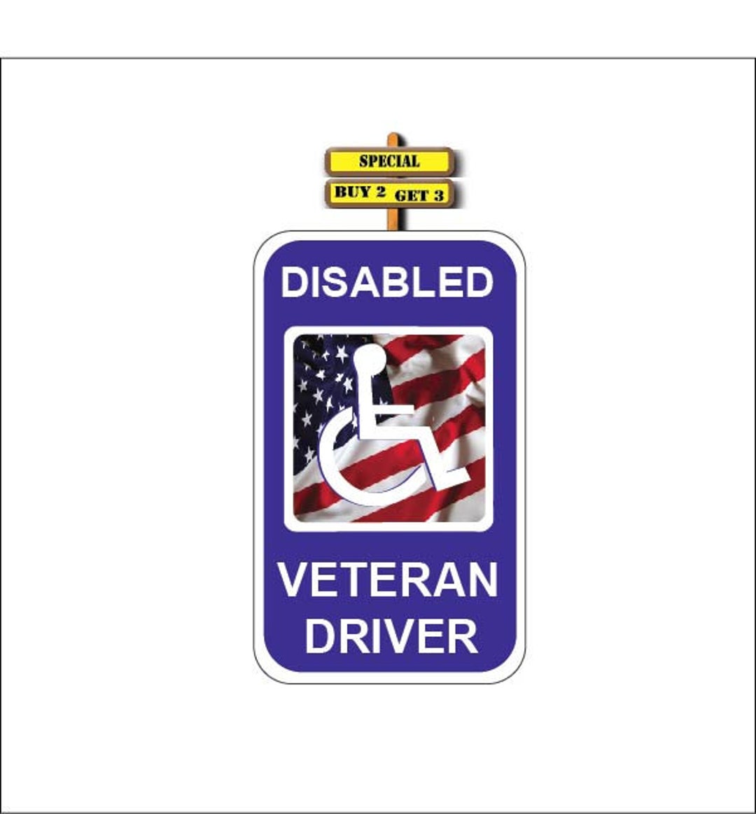 Handicap Wheelchair Symbol Disabled Veteran Driver With Flag Safety ...