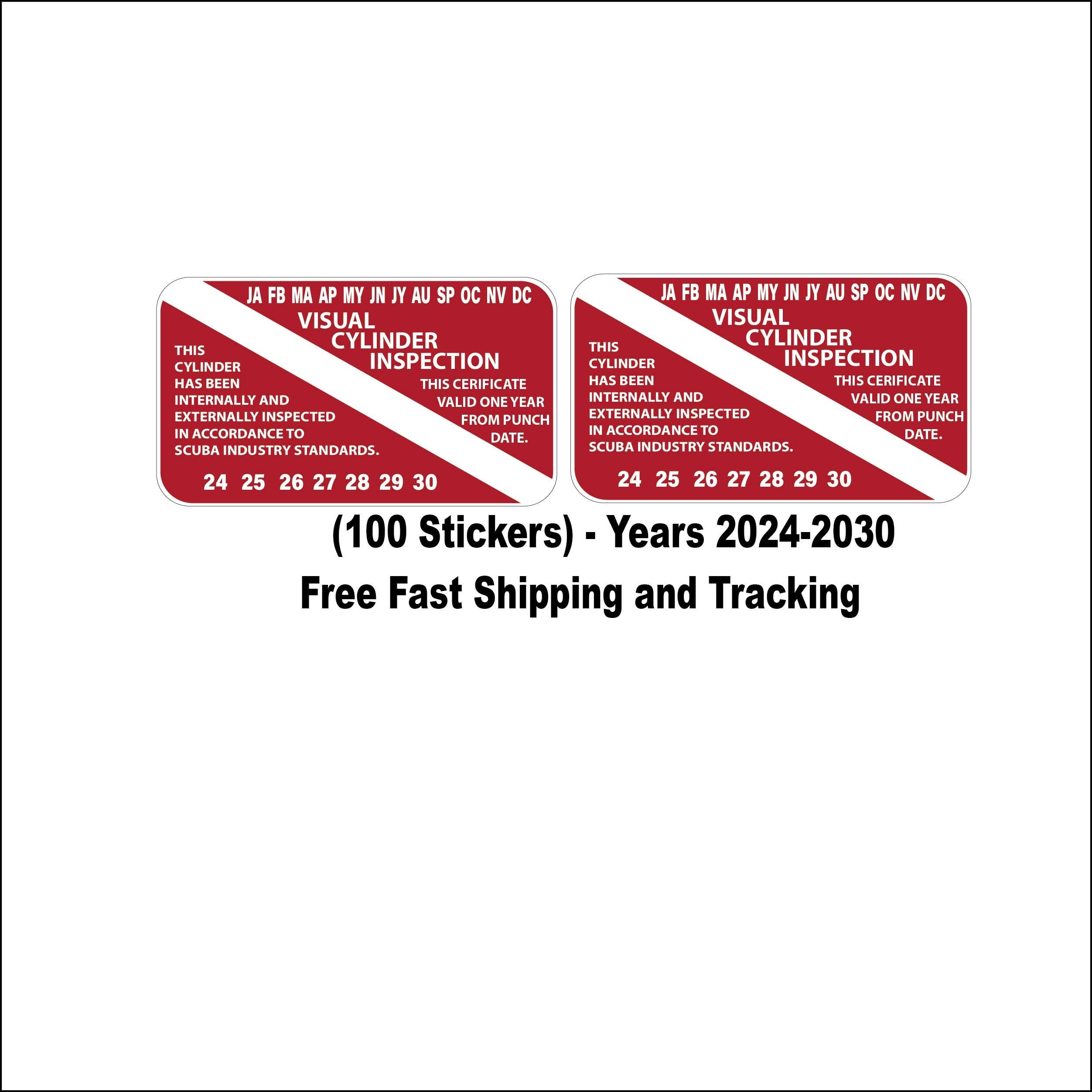 Scuba Tank Visual Inspection Stickers Years 2024-2030 100 Stickers ...