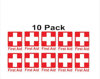 Pair Fire Extinguisher & First Aid Kit Square Vinyl Stickers 2-inch or ...