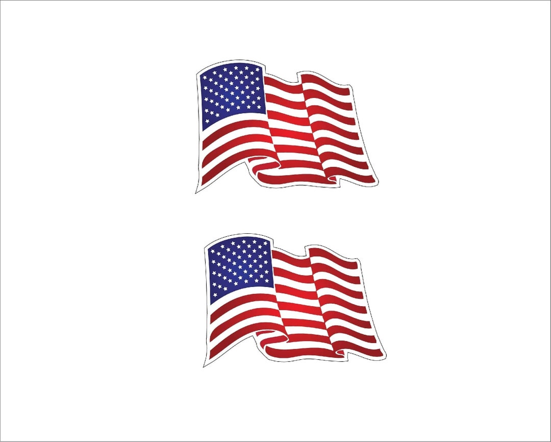 American Waving Flag 1 Pair USA Flags Sticker Decal A605 Free Same Day ...