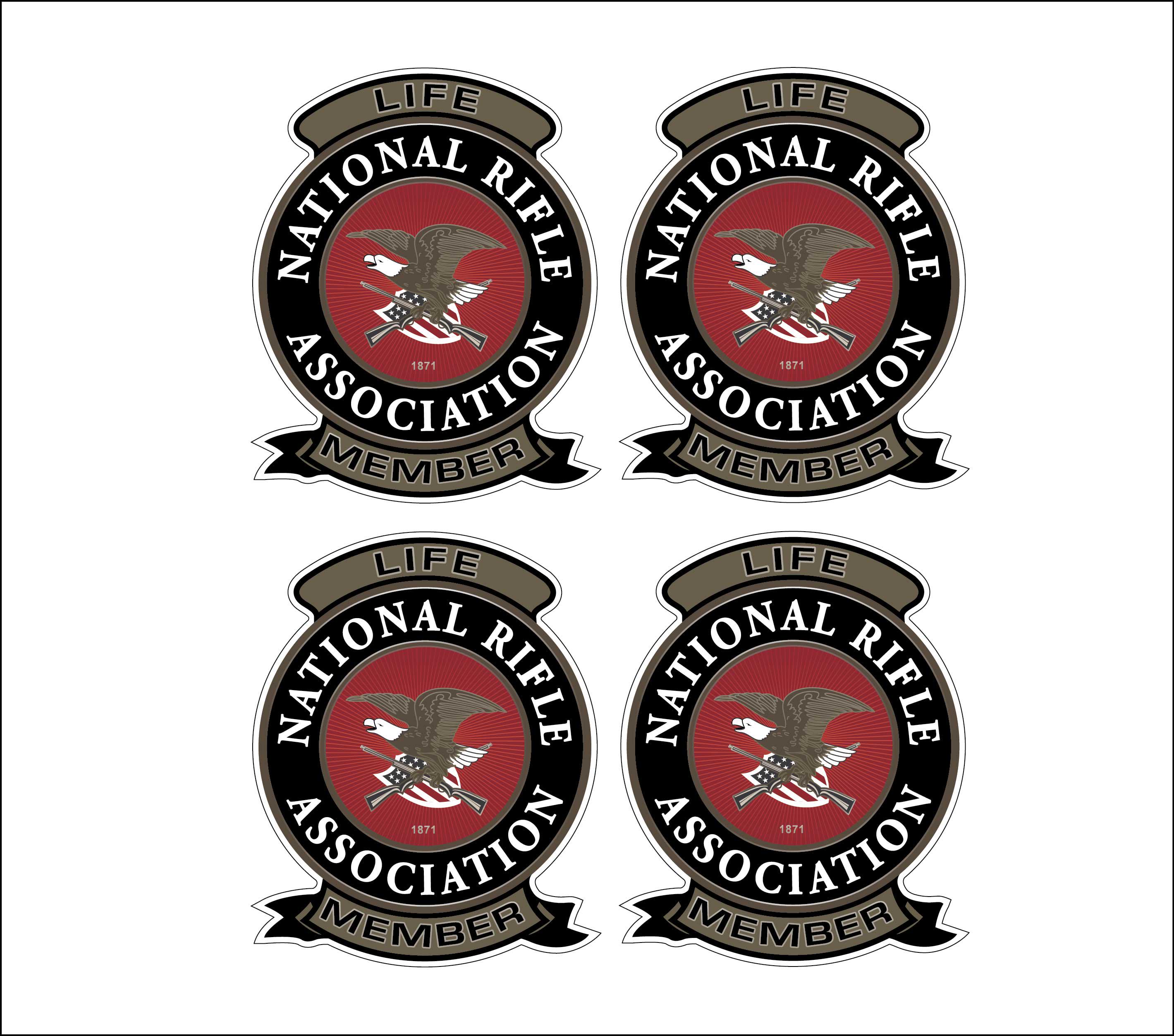 NRA Life Member Decal 4 Pack 3x4 Vinyl Sticker Patriotic Gun Rights Car ...