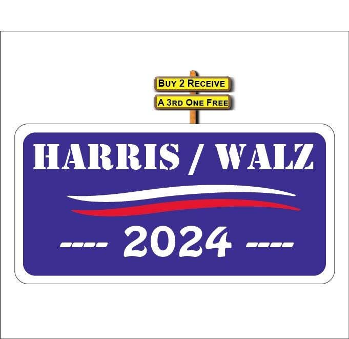 Kamala Harris Tim Walz Team 2024 Red White and Blue 3.0 X 6.0 Decal ...