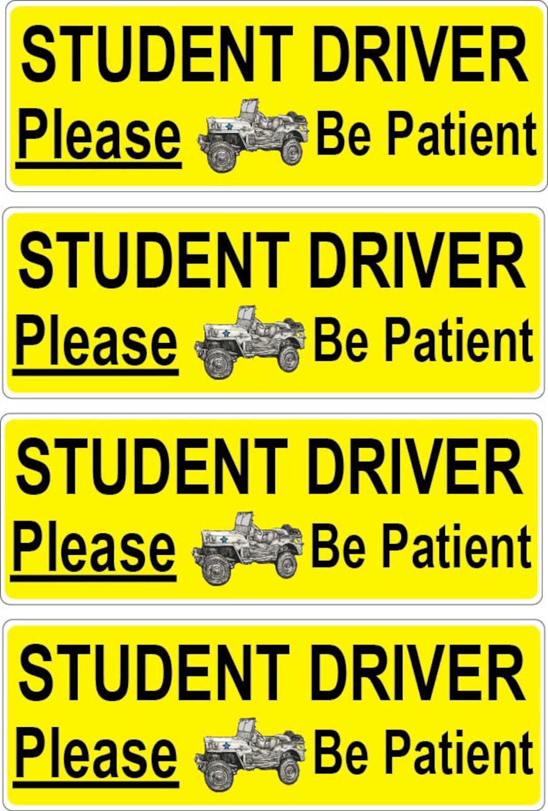 Student Driver Please Be Patient 4 Pack Free Same Day Shipping and ...