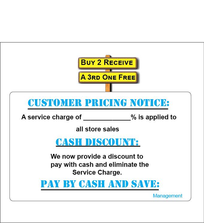 Customer Pricing Notice Restaurants Bars Pubs Credit Cards Debit Cards ...