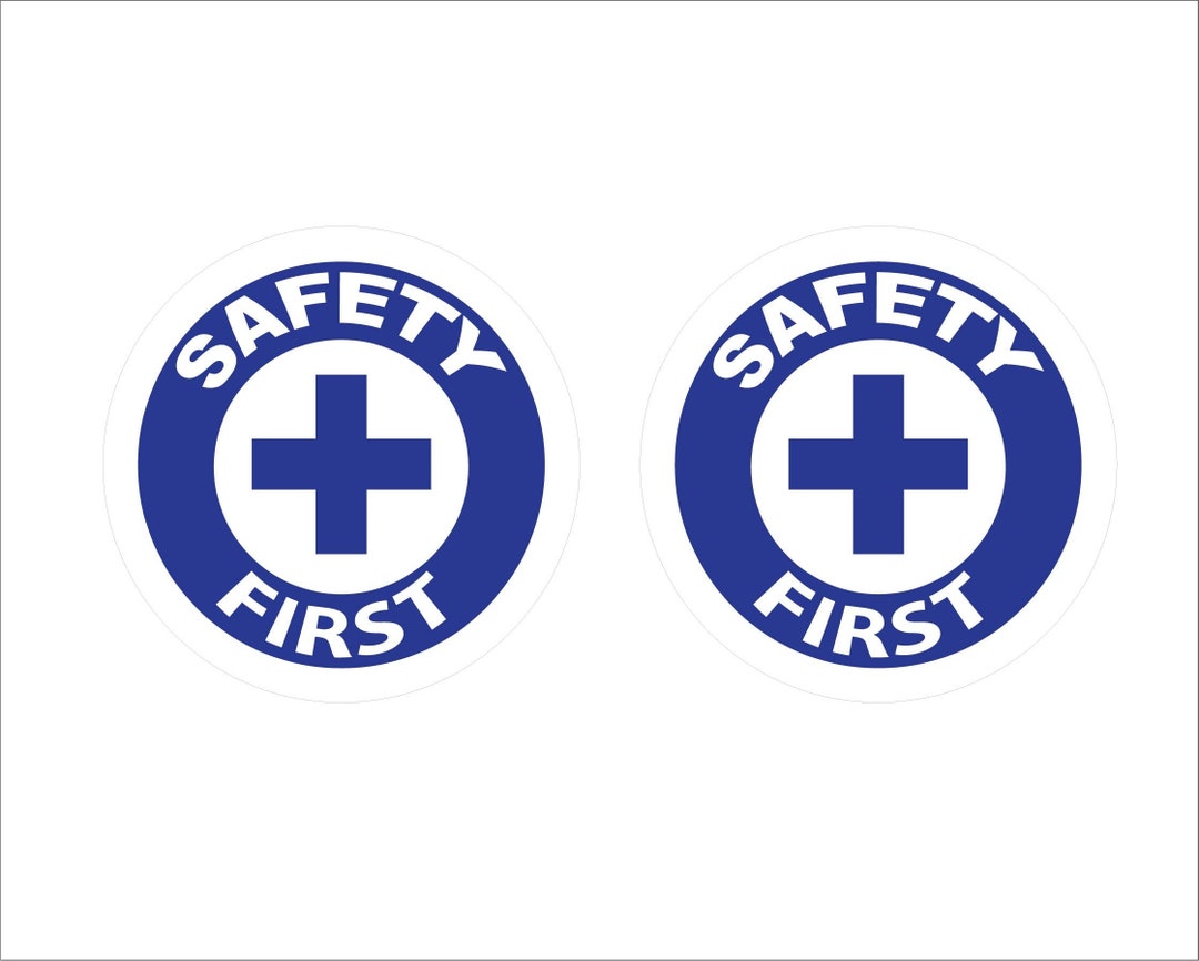 Safety First Blue Hard Hat (2 Pack) Round 2.0" Safety Dept. Sticker ...