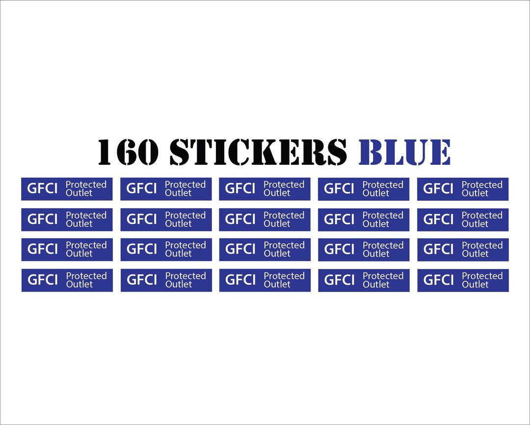 GFI GFCI BLUE Protected Receptacle Outlet 160 Pack .25" X 1.0"safety ...