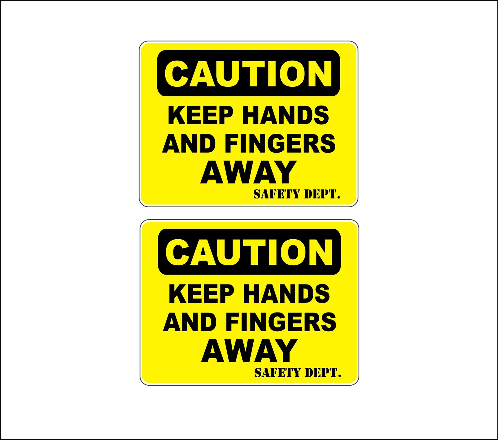 Caution Keep Hands and Fingers Away Safety Dept. Sticker Decal Choose ...