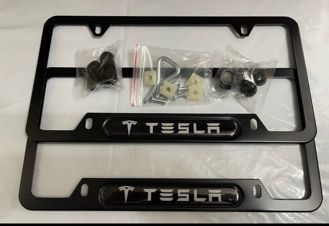 Tesla License Plate Frames Set of 2 With Attachments CLOSEOUT - Etsy