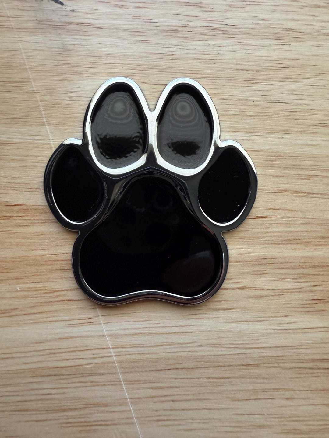 Metal Paw Print Emblem Chrome W/black Adhesive Backing - Etsy