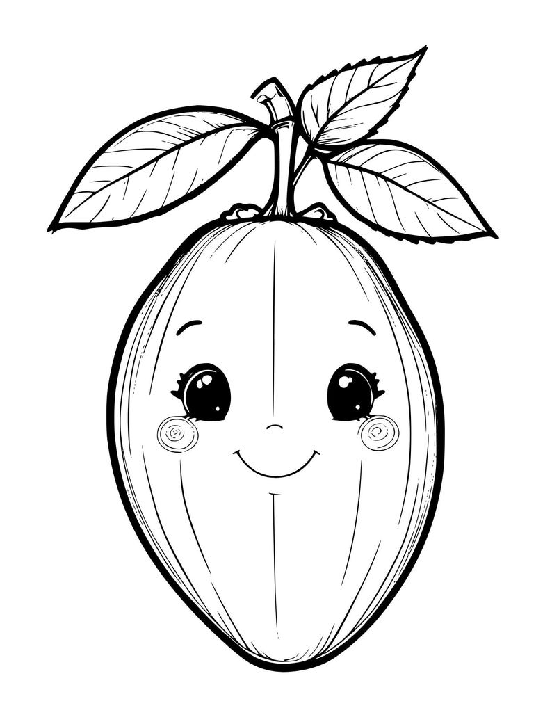 Funny Fruits: Set of 5 Coloring Pages for Kids and Adults - Etsy