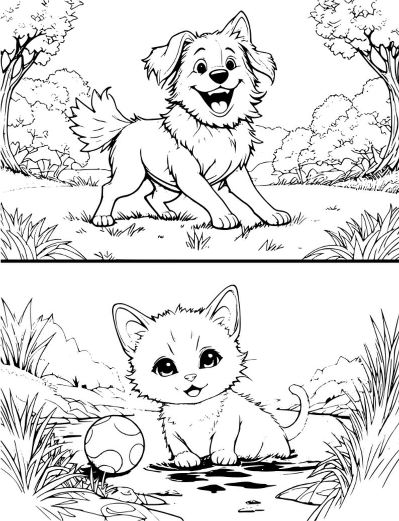 Set of 8 Coloring Pages With Two Files With Cute Animals - Digital ...