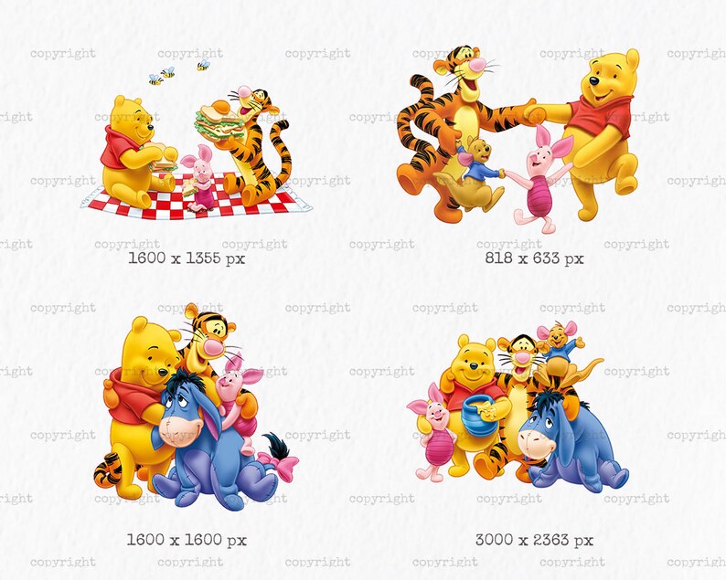 Cute Winnie the Pooh and Friends Clipart PNG Files DIGITAL DOWNLOAD - Etsy