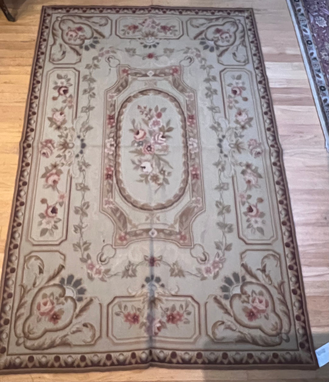 4 X 6 Country French Chic Aubusson Needlepoint Handmade Wool Area Rug ...