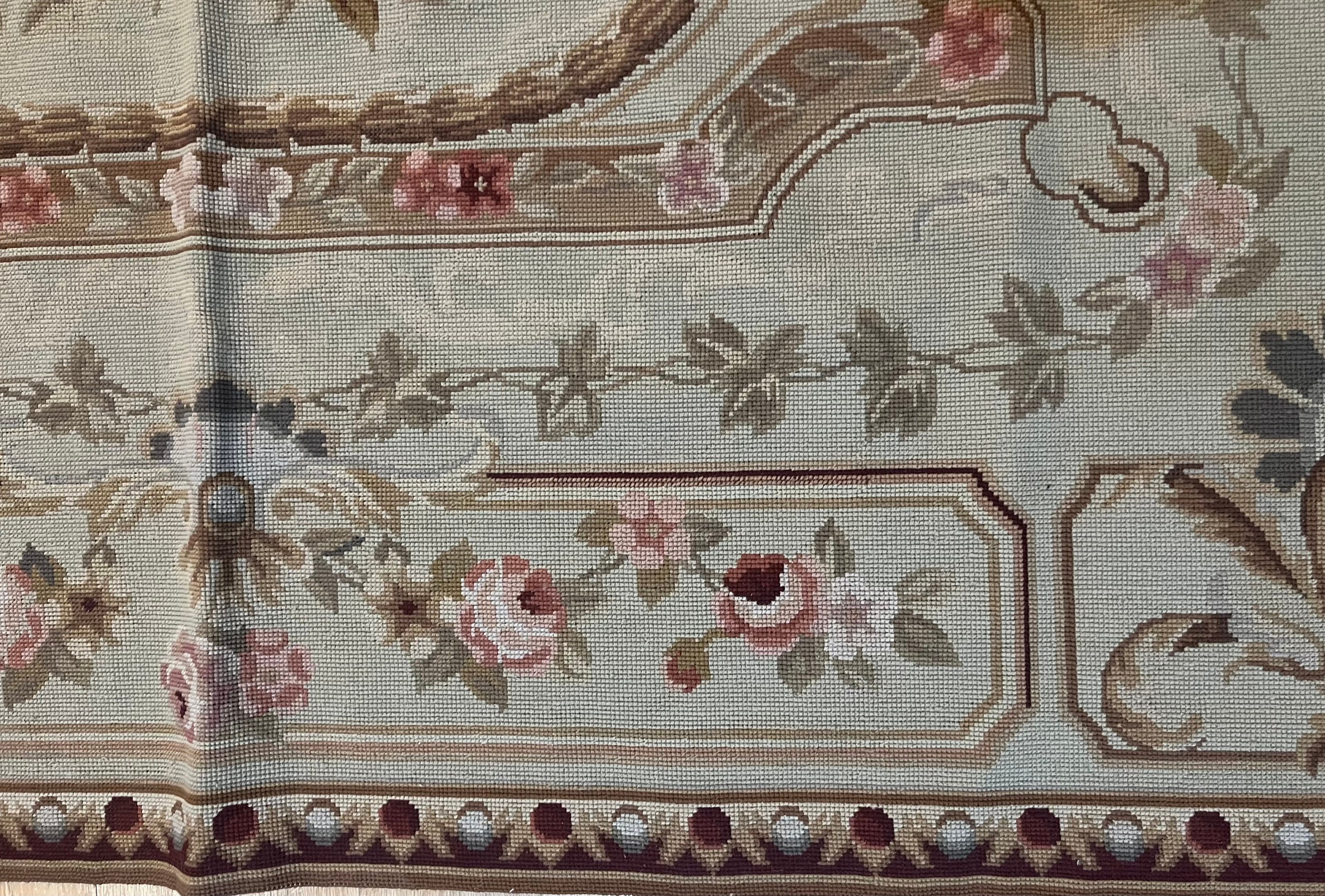 4 X 6 Country French Chic Aubusson Needlepoint Handmade Wool Area Rug ...