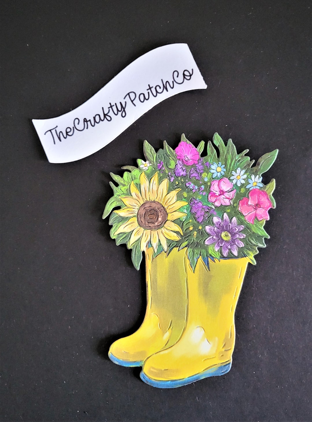 Die Cut Card Topper Tattered Lace With Charisma Wellies With Flowers X ...