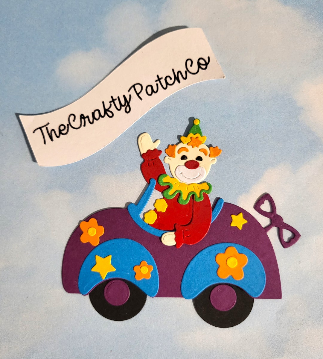 Die Cut Card Topper Circus Clown and Car X 1 Children Birthday - Etsy