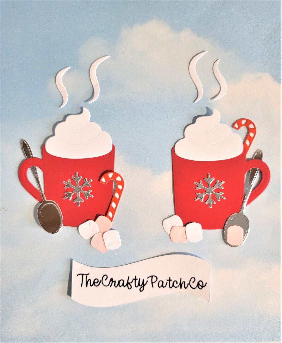 Die Cut Card Topper Christmas Hot Chocolate Mugs X 2 Spoons ...