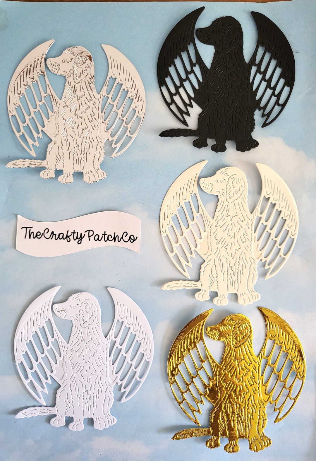 Die Cut Card Topper - Dog With Angel Wings X 4 Choice of Colour - Etsy UK