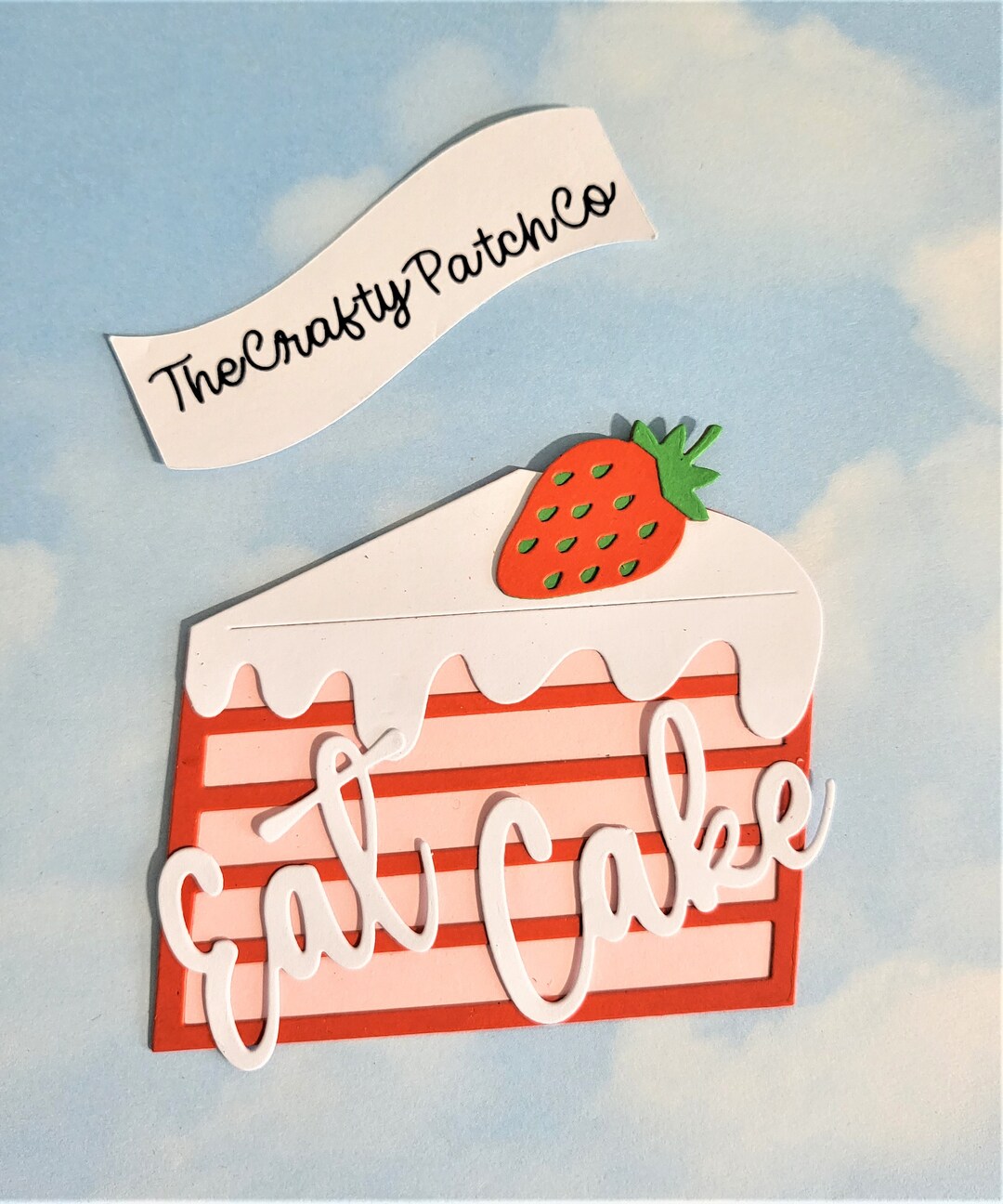 Die Cut Card Topper - Strawberry Cake Slice X 3 - Etsy UK