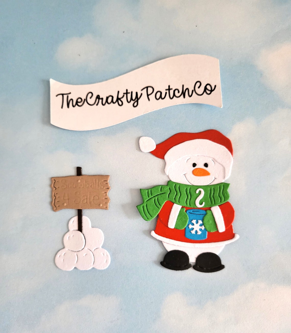 Die Cut Card Topper Christmas Snowman and Snow Balls X 3 - Etsy UK