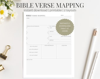 Verse Mapping Printable, Bible Study Template, Minimalist Scripture ...