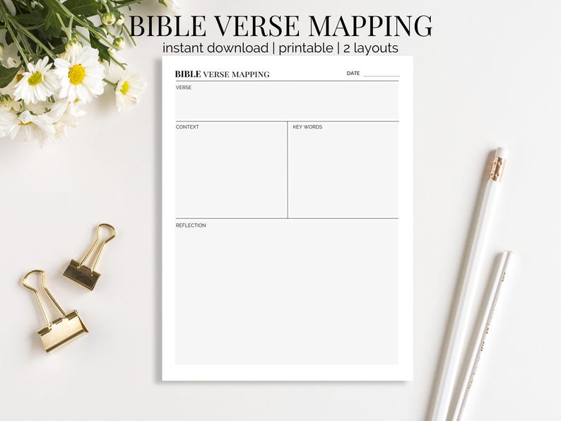 Bible Verse Mapping Template: Scripture Study Worksheet (digital ...