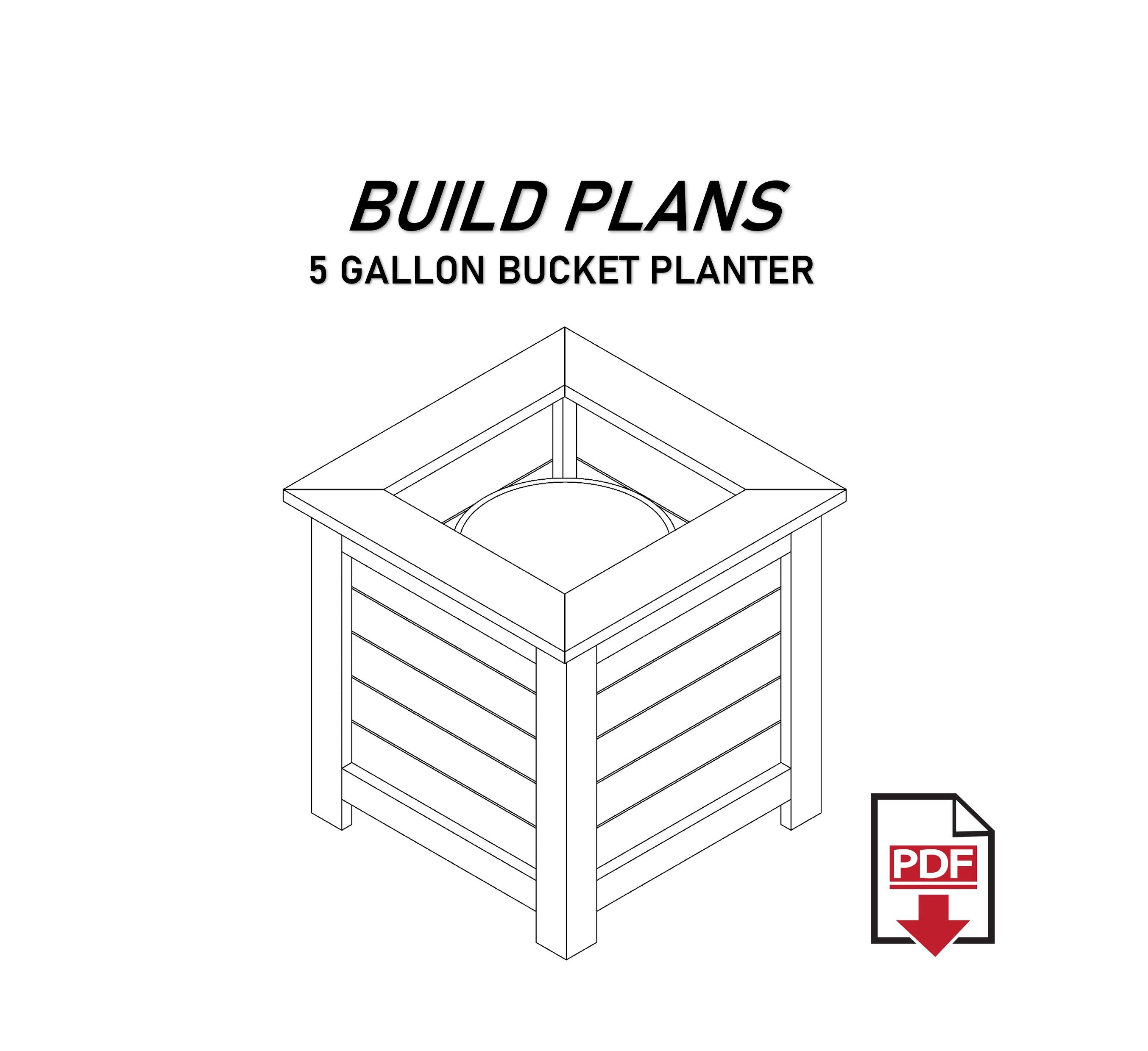 5-gallon Bucket Planter DIY Woodworking Plans (PDF Download) - Etsy