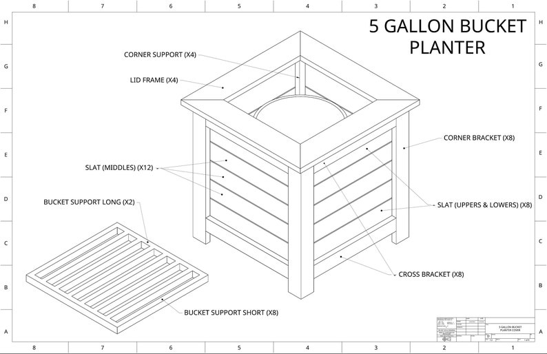 5-gallon Bucket Planter DIY Woodworking Plans (PDF Download) - Etsy